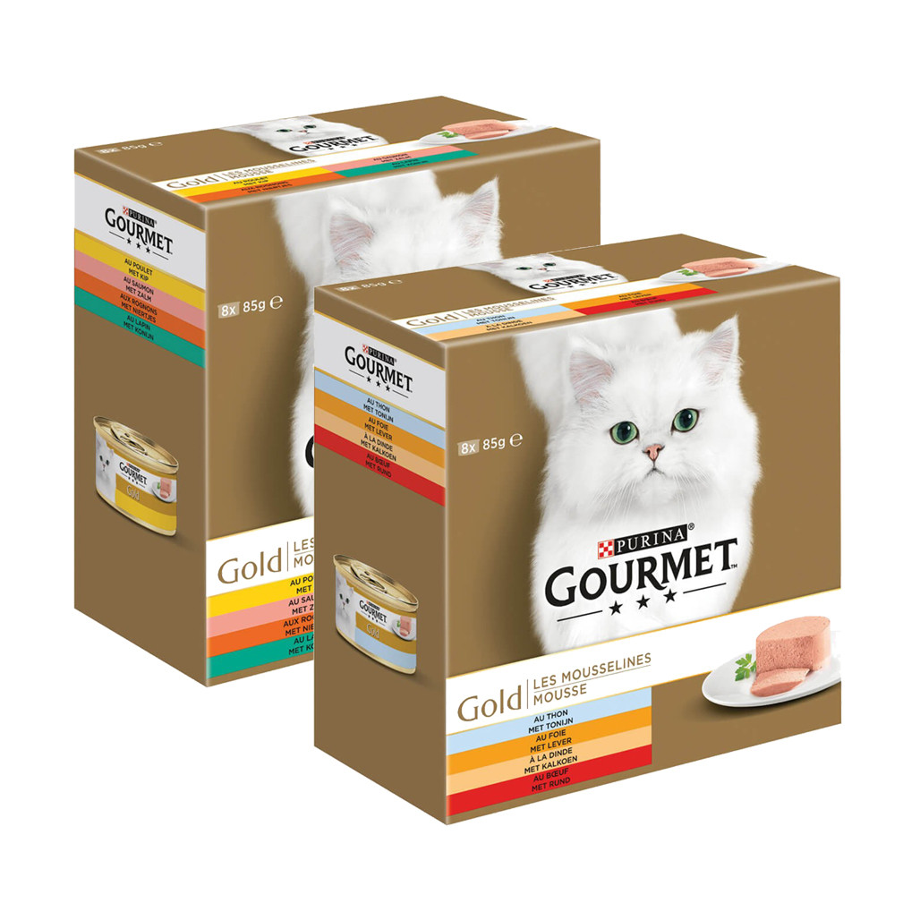 Gourmet Gold 8-Pack Mousse Combipack pâtées pour chat | Pas cher