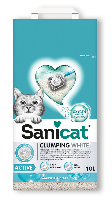 Sanicat Clumping White Active savon de Marseille litière
