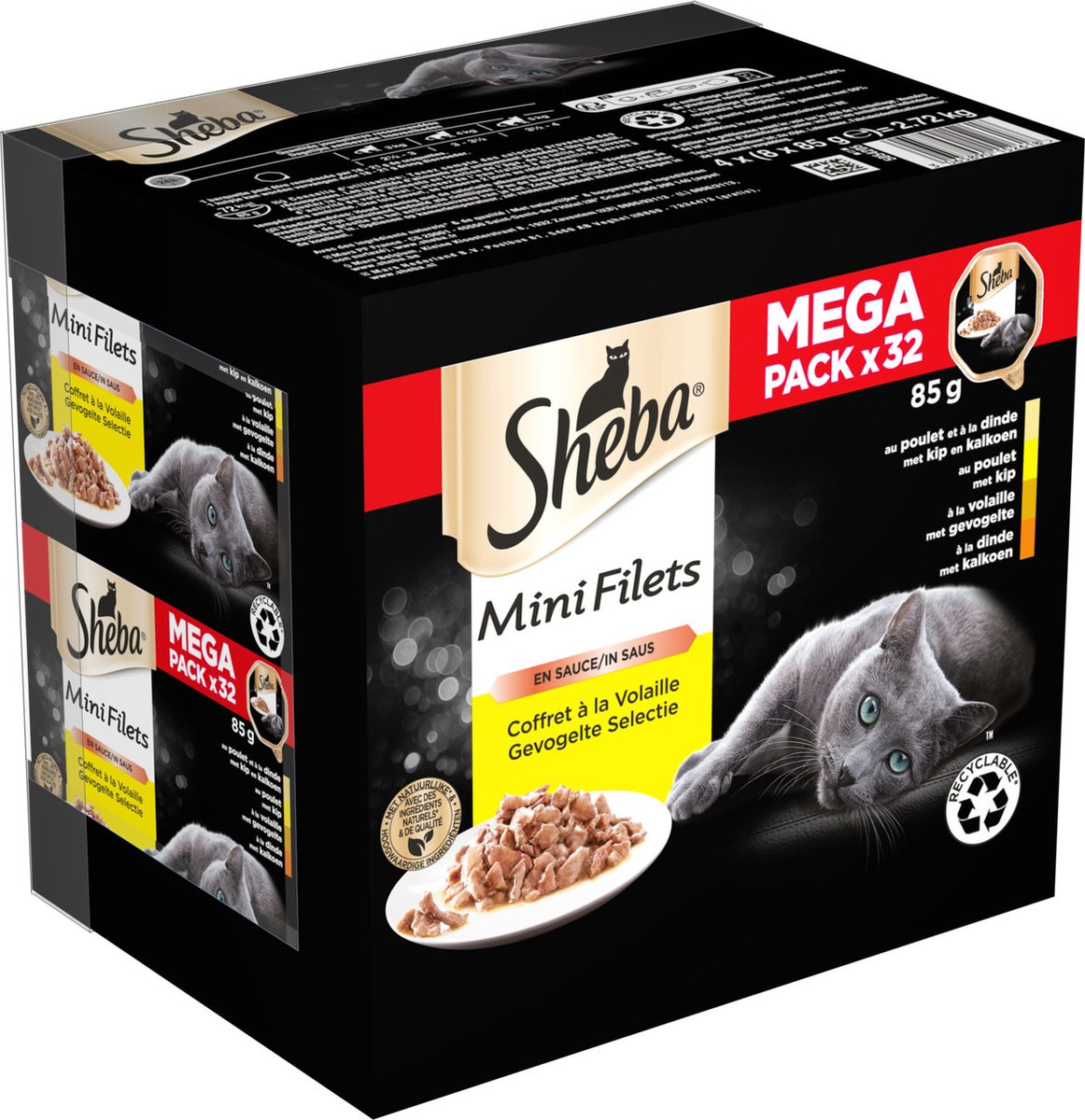 Sheba pâtée Mini Filets volaille en sauce multipack pour chat