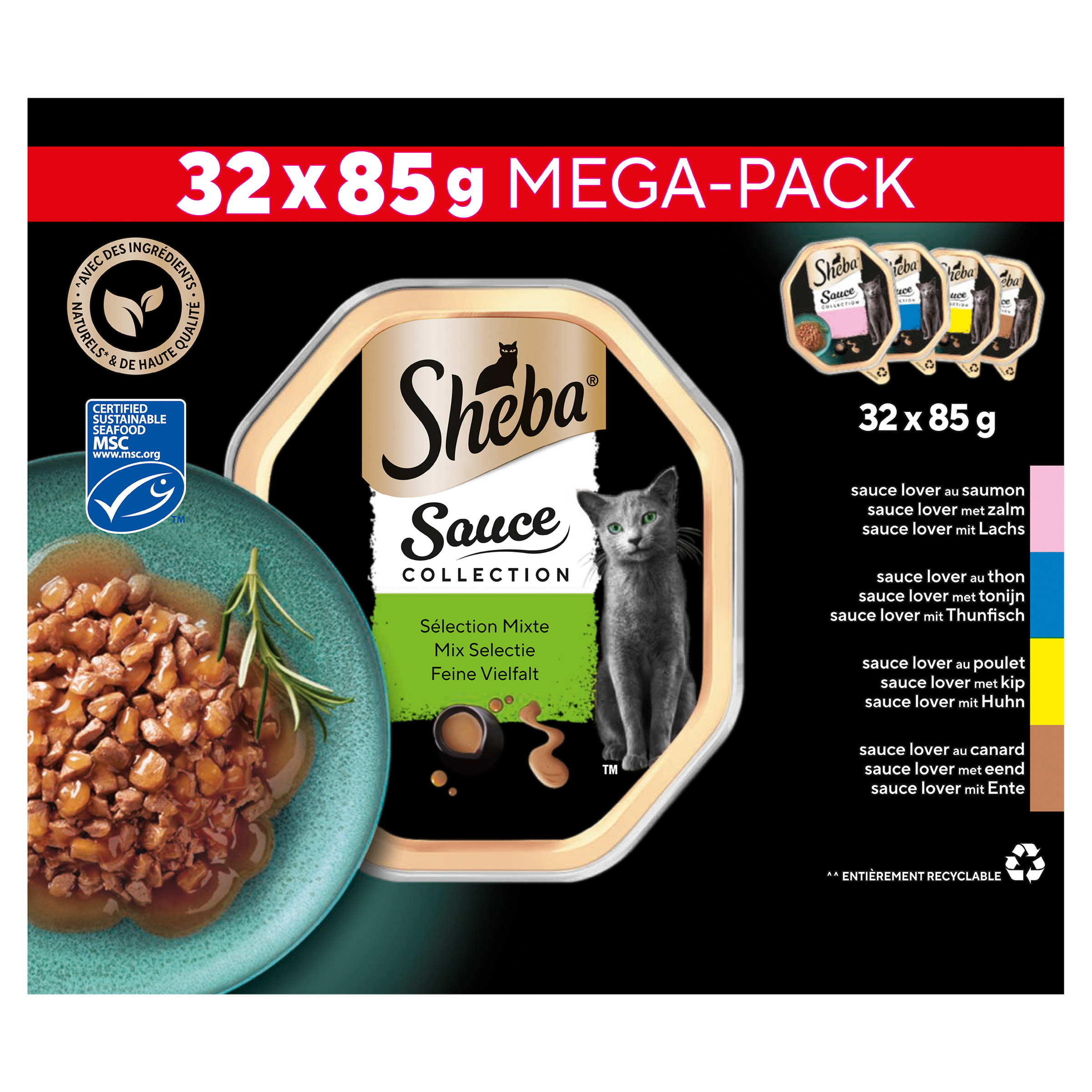 Sheba Sauce Collection Adulte Mix Sélection pâtée pour chat